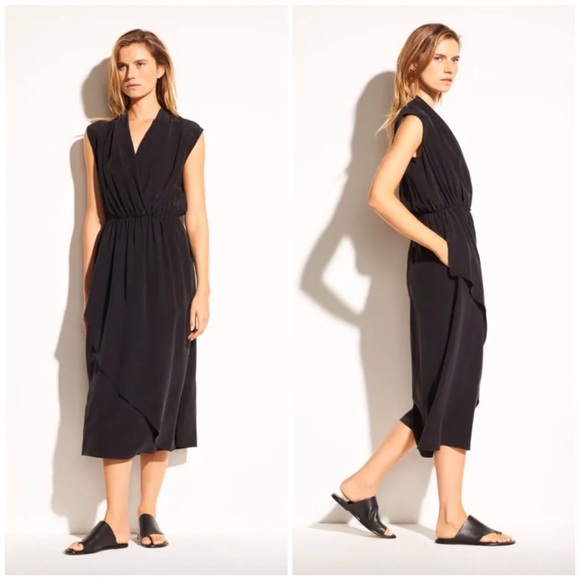 Vince | Dresses | Vince Draped Cross Front Silk Dress Womans Size Small ...